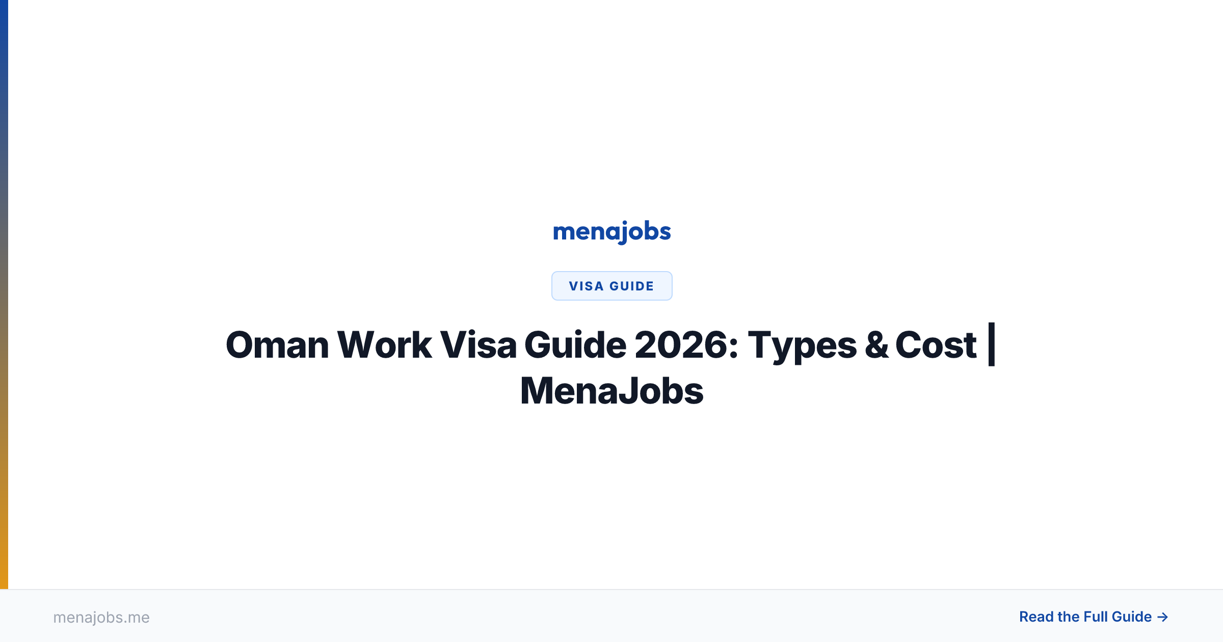 Oman Work Visa Guide 2026: Types & Cost | MenaJobs